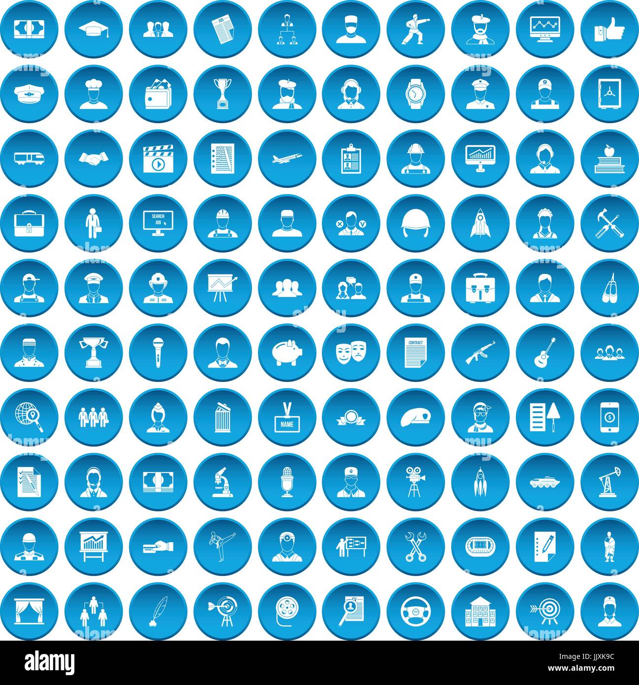 100 career icons set blue Stock Vector Image & Art - Alamy