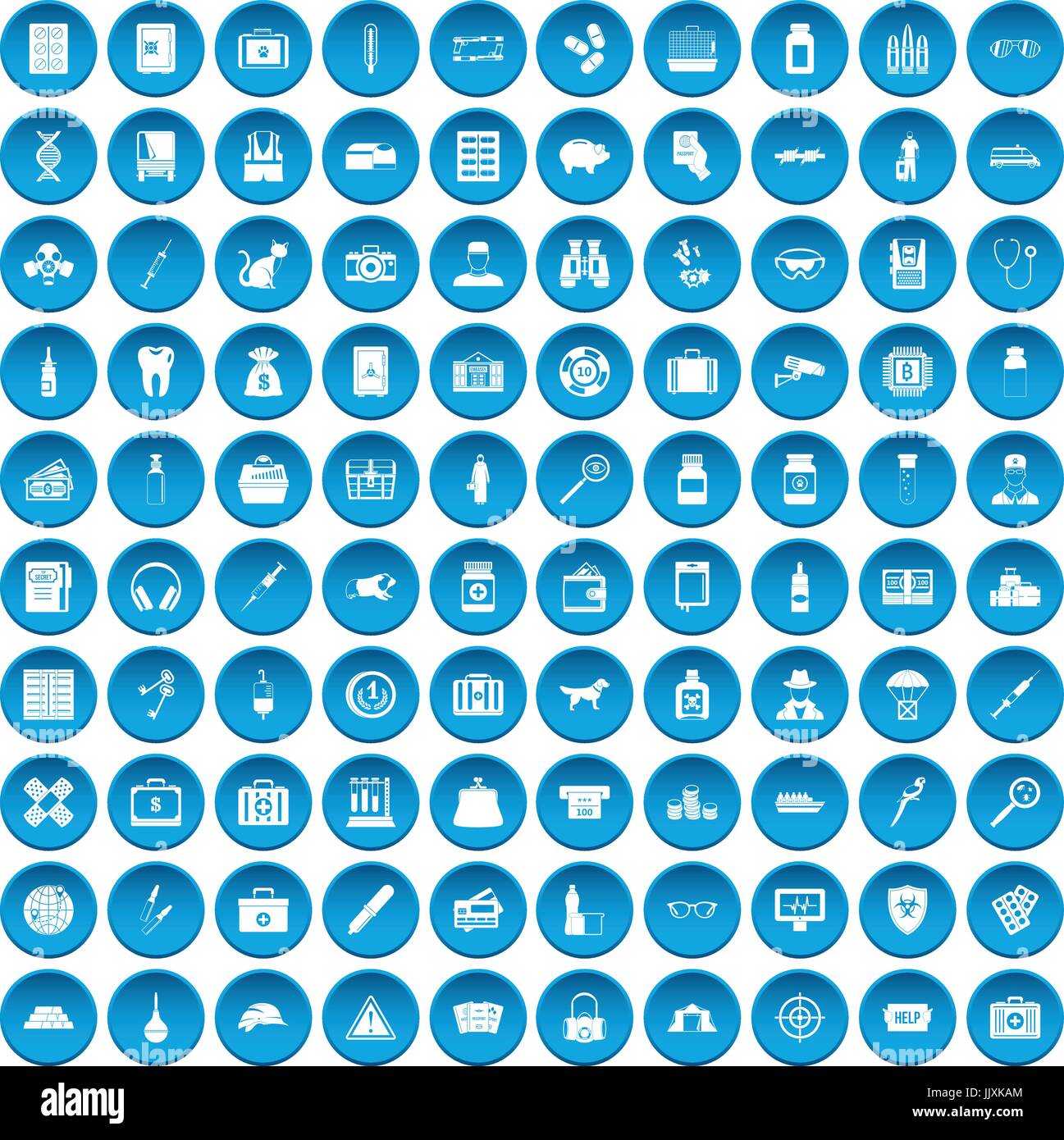 100 case icons set blue Stock Vector Image & Art - Alamy