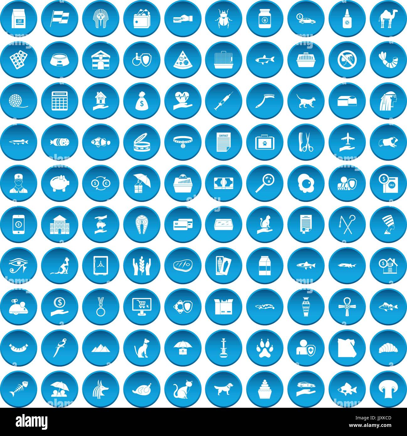 100 cat icons set blue Stock Vector Image & Art - Alamy