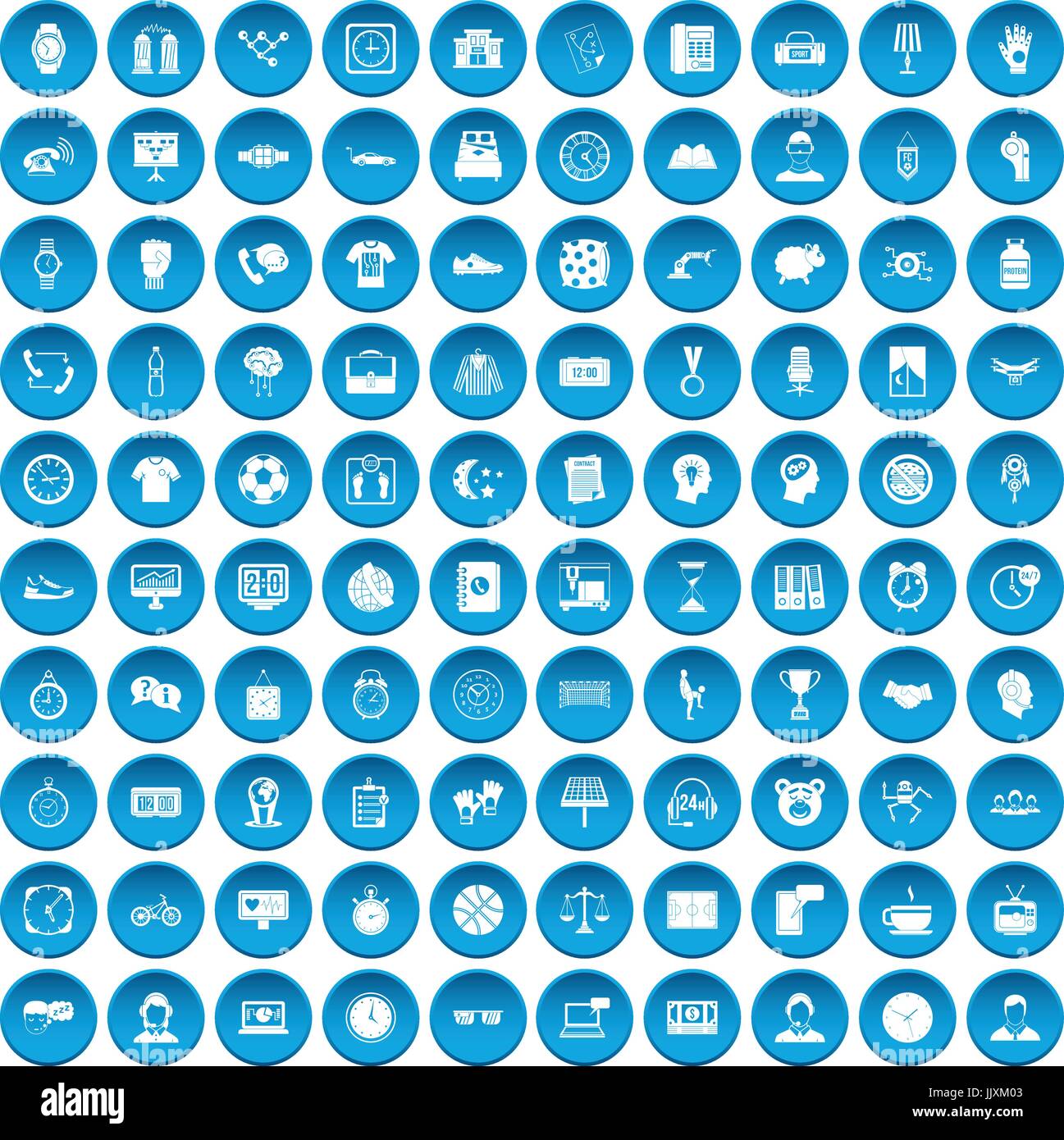 100 clock icons set blue Stock Vector Image & Art - Alamy
