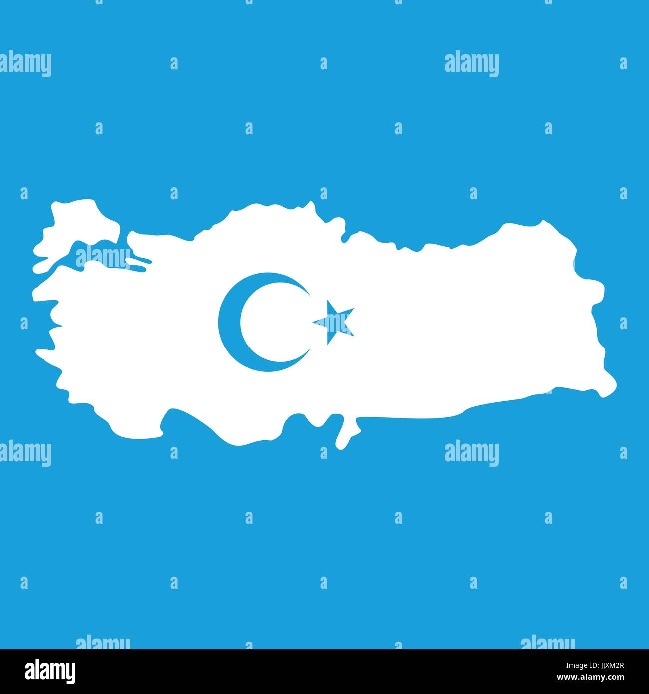Map of Turkey with national flag symbols icon white Stock Vector Image ...