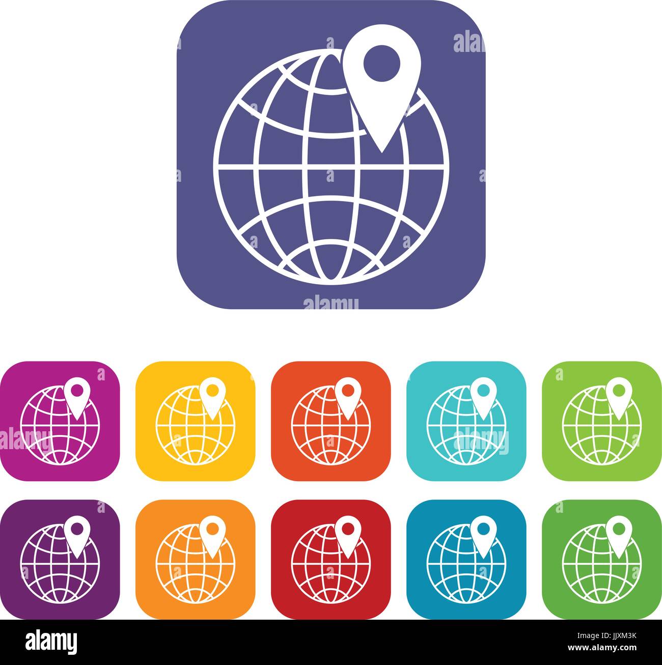 Globe with pin icons set Stock Vector Image & Art - Alamy