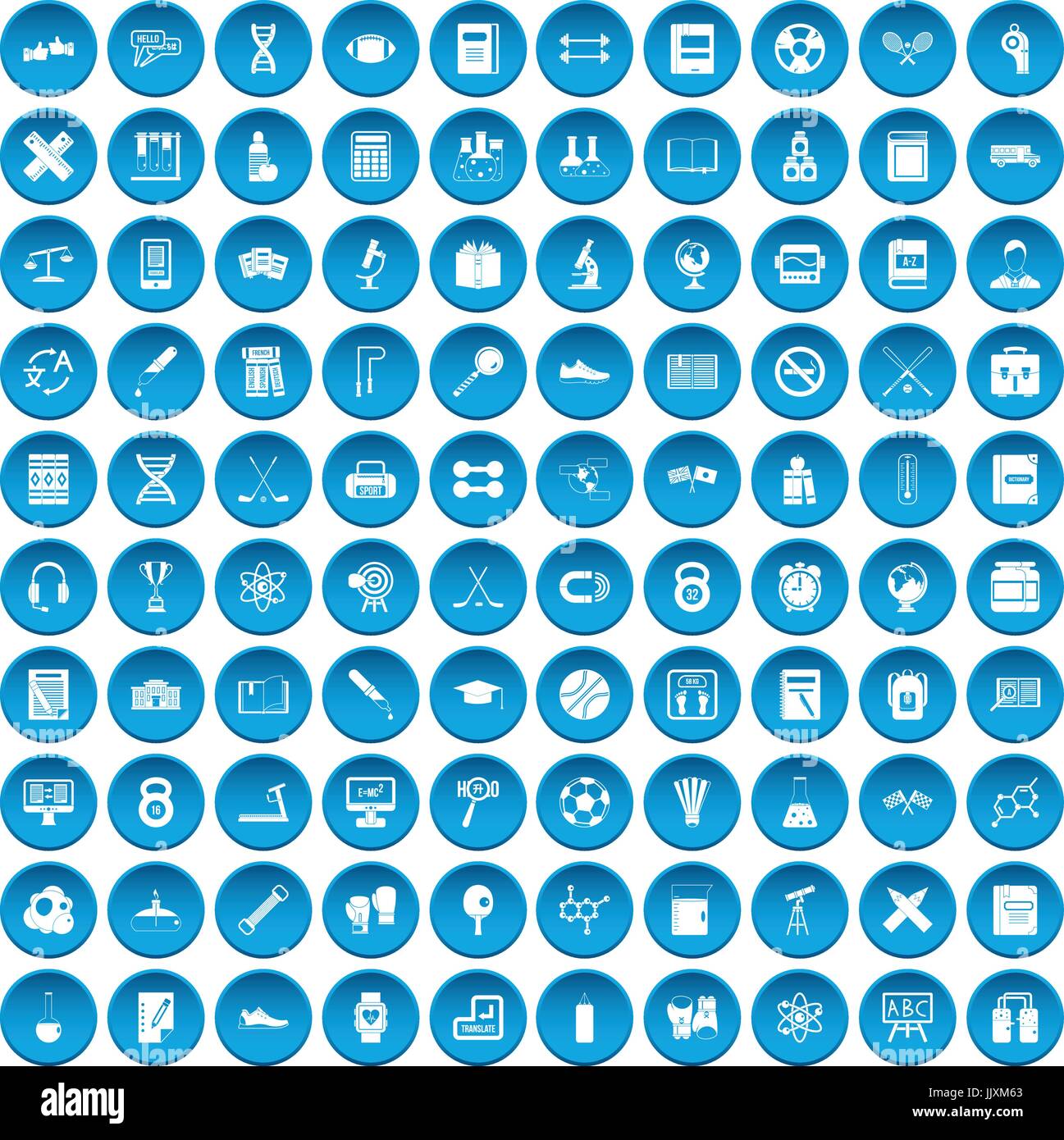 100 college icons set blue Stock Vector Image & Art - Alamy