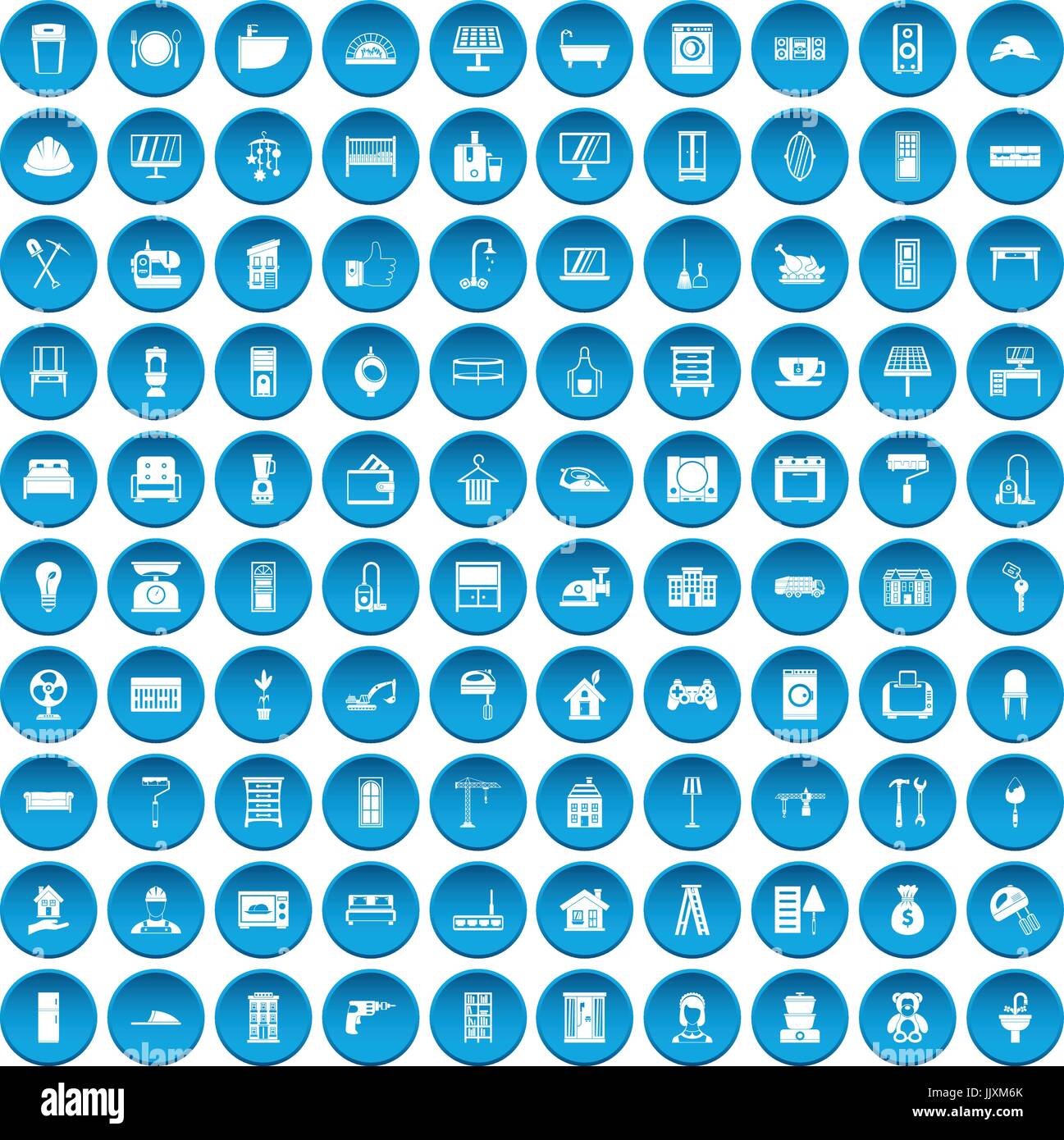 100 comfortable house icons set blue Stock Vector Image & Art - Alamy