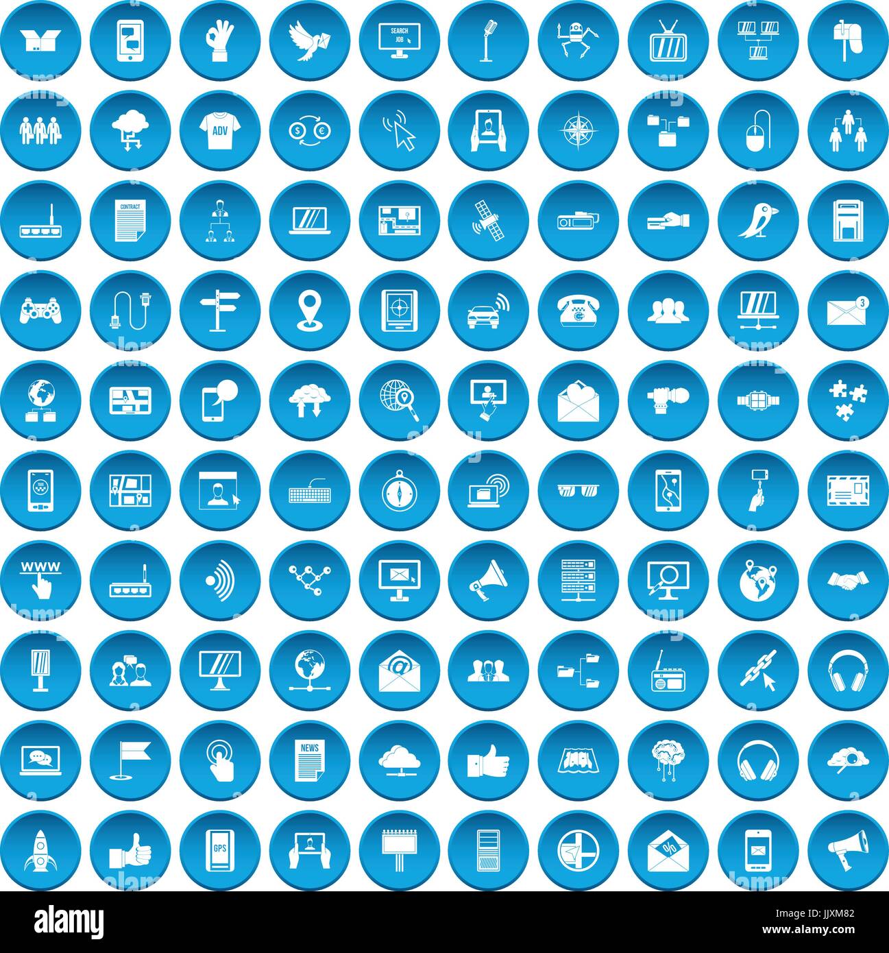 100 communication icons set blue Stock Vector Image & Art - Alamy
