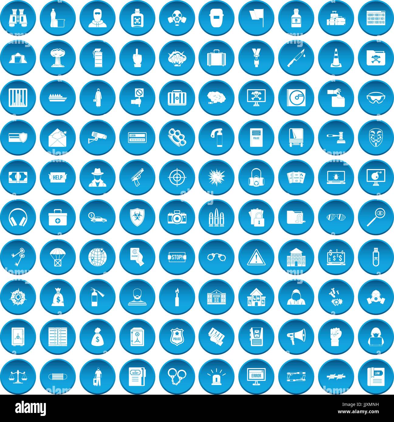 100 crime icons set blue Stock Vector Image & Art - Alamy