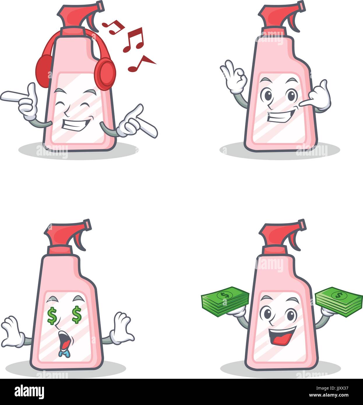 Set of cleaner character with listening call me money eye Stock Vector ...