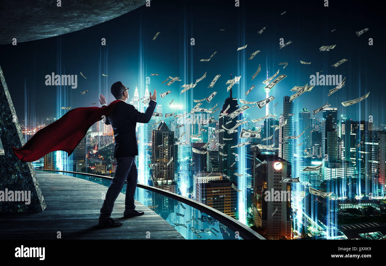 Superhero flying money hi-res stock photography and images - Alamy