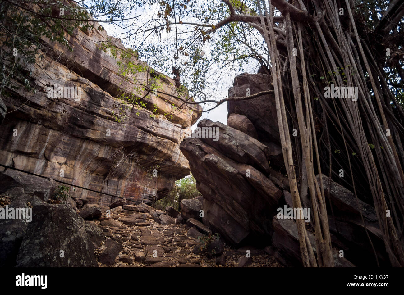 entrance to and view around an ancient Mabuyu tribe meeting ground ...