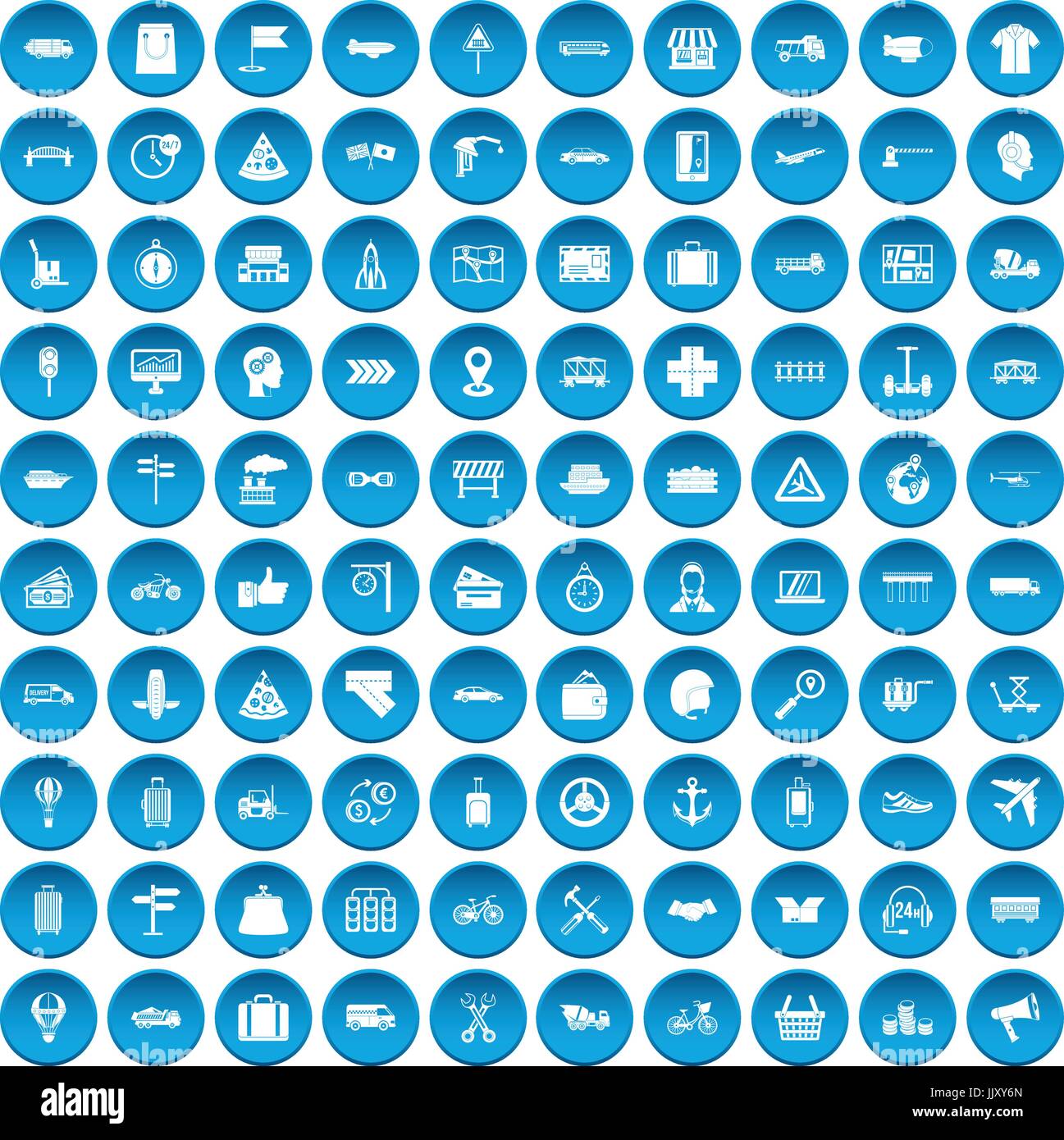 100 delivery icons set blue Stock Vector Image & Art - Alamy