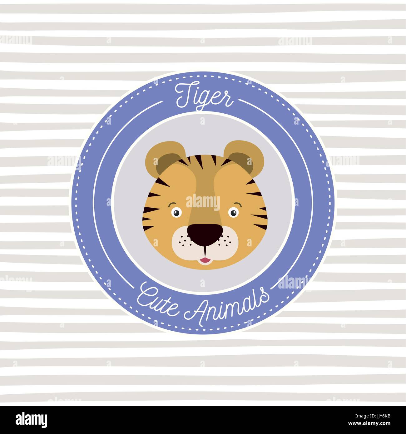 linear background with color frame decorative and face tiger cute ...