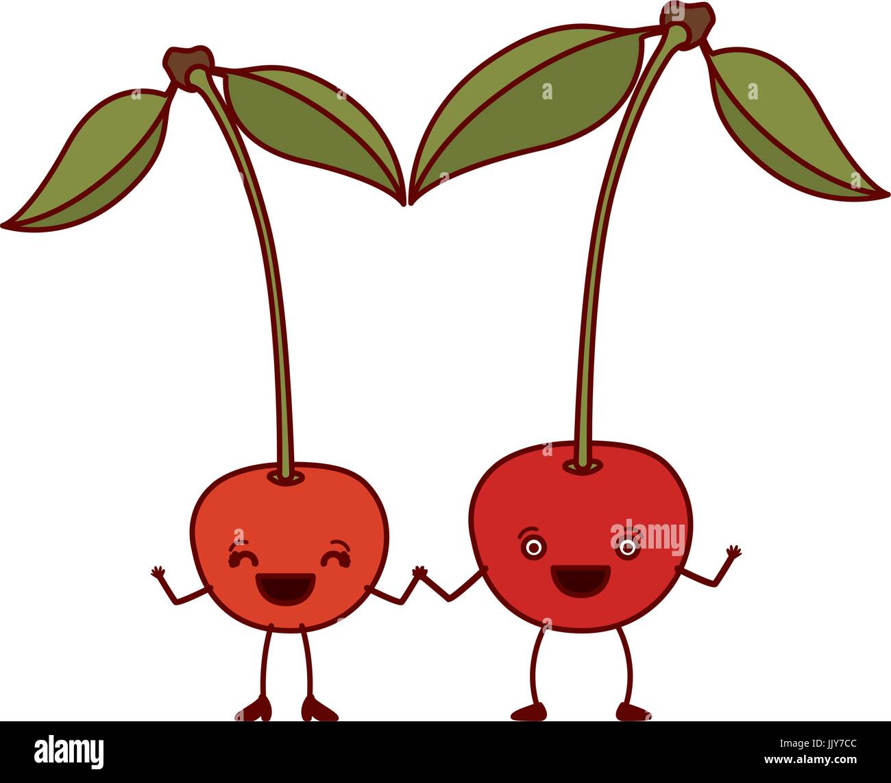 Cherry tree leaves fruits Stock Vector Images - Alamy