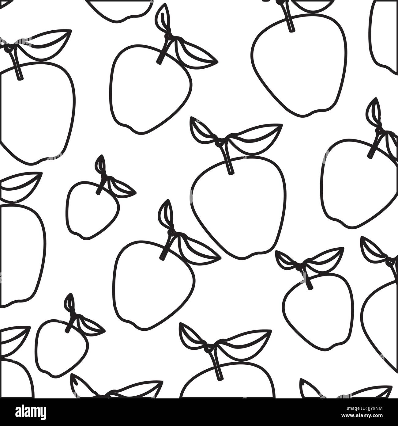 white background of monochrome pattern of apples fruits Stock Vector ...