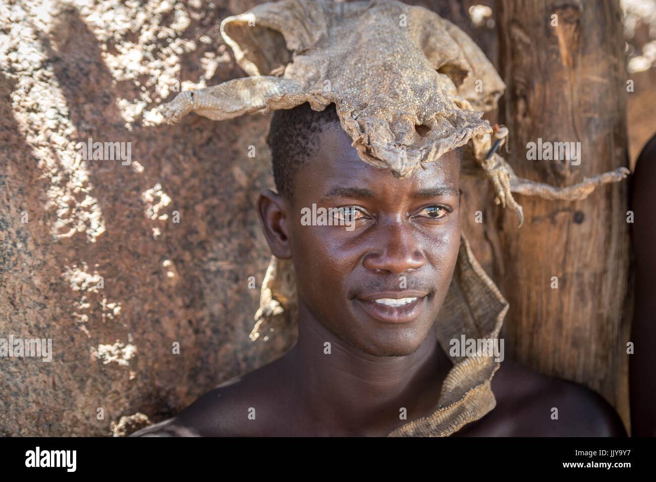 Portrait of a Damara man at the Damara Living Museum, located north of ...