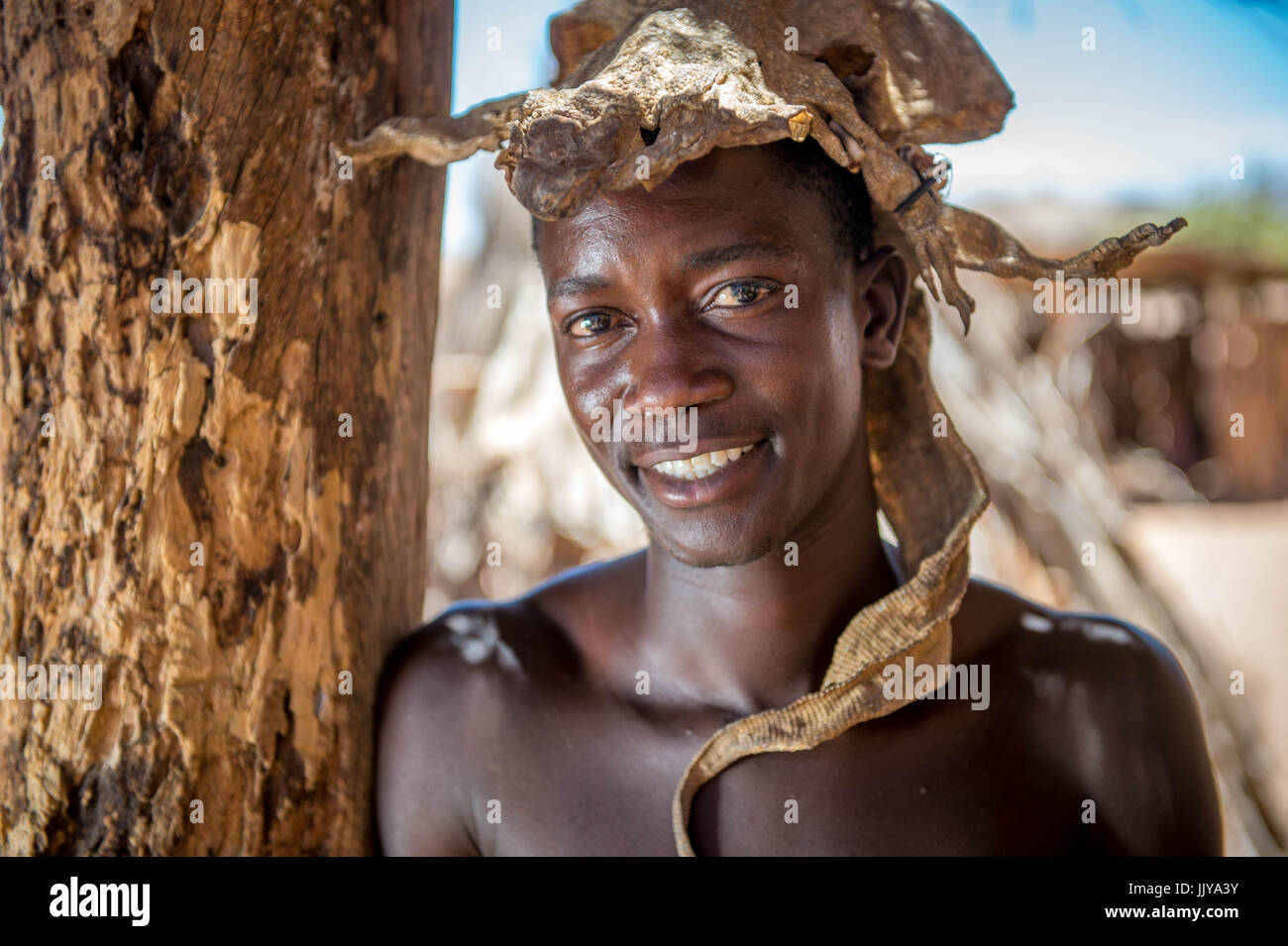 Portrait of a Damara man at the Damara Living Museum in Twyfelfontein ...