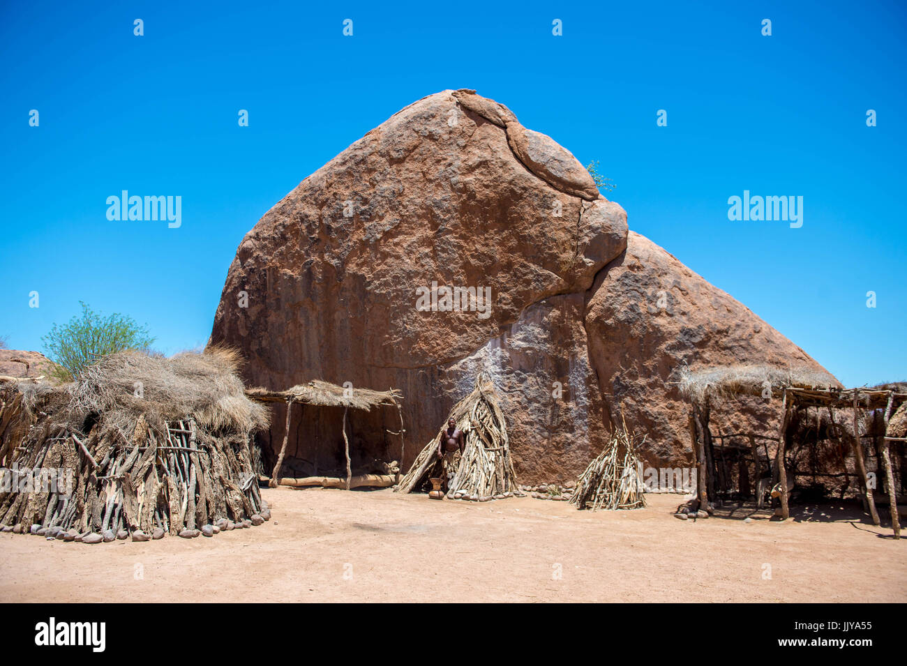 Home dwellings of the Damaran tribe at the in Damara Living Museum in ...