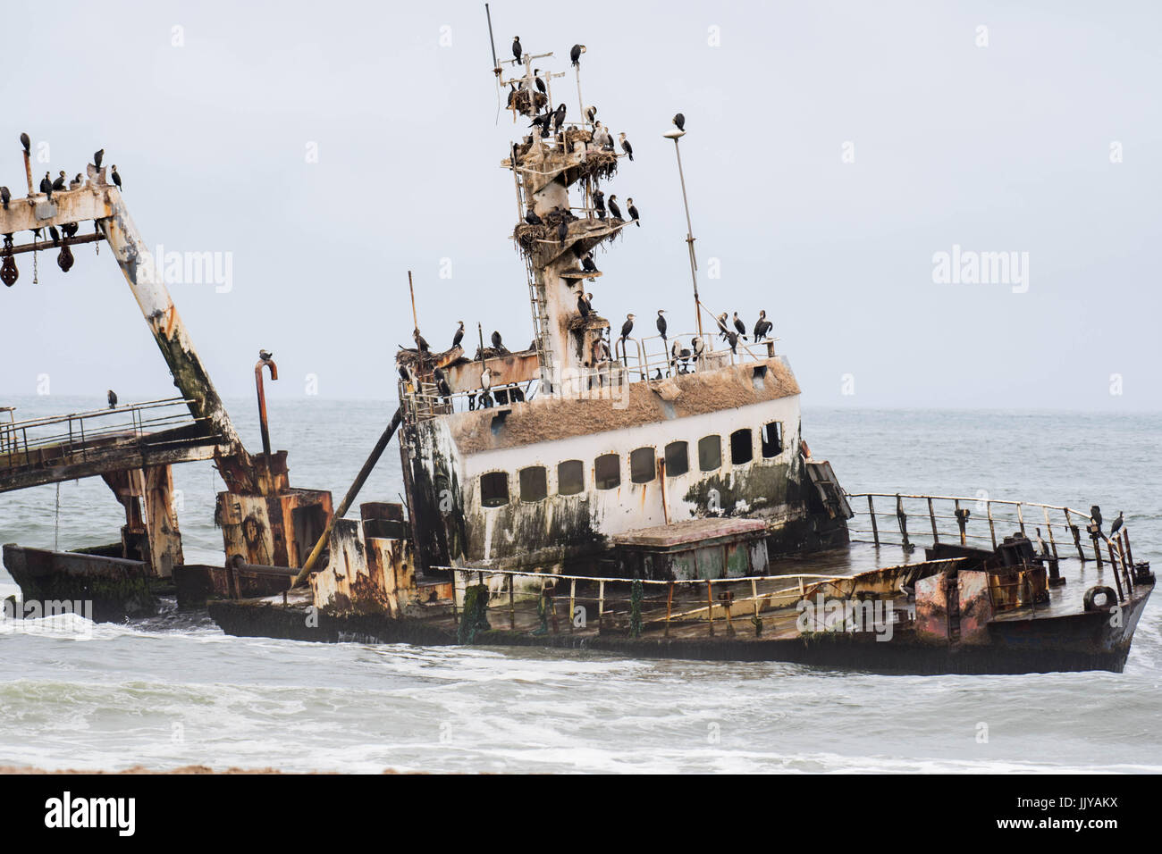Shipwreck Zeila at Skeleton Coast near Henties Bay, Namibia along ...