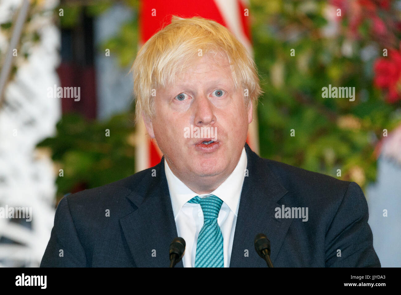 Foreign secretary boris johnson speaks during hi-res stock photography ...