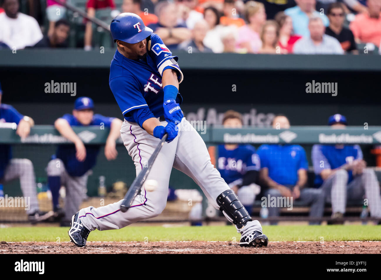 Baltimore, Maryland, USA. 20th July, 2017. Texas Rangers center fielder ...