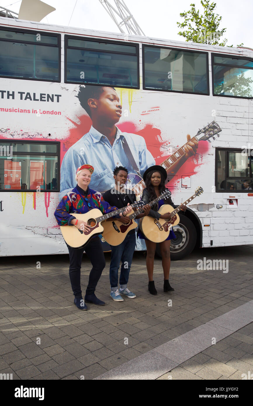 London, UK. 21st July, 2017. Kal Lavelle, Jay Johnson and Modupe ...