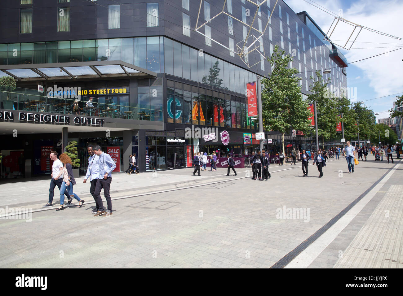 Wembley Park, UK. 21st July, 2017. Blue skies over The Designer Outlet ...