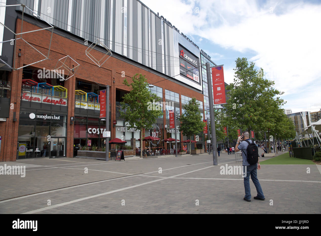 Wembley Park, UK. 21st July, 2017. Blue skies over The Designer Outlet ...