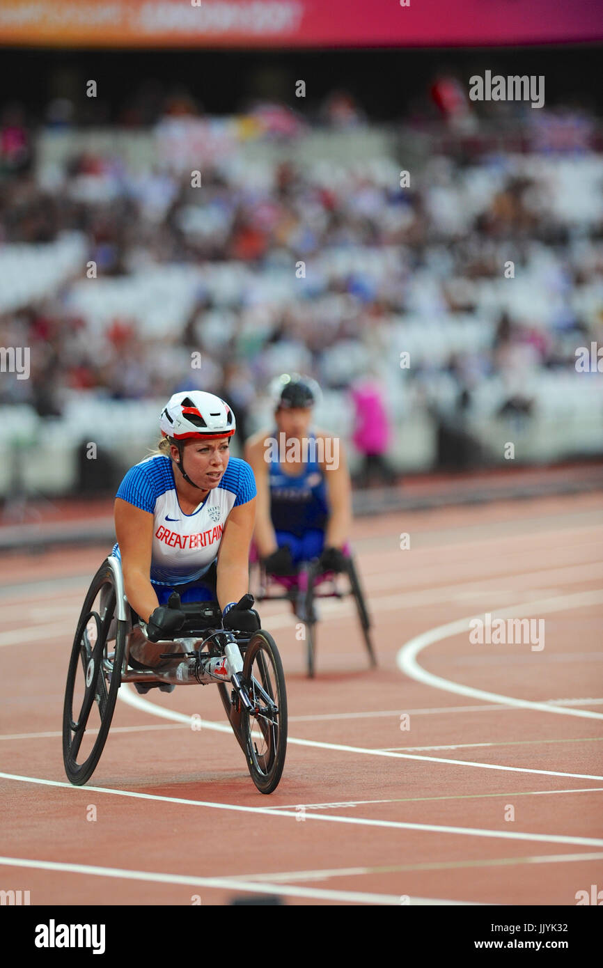 London, UK. 20th July, 2017. Hannah Cockroft (GBR) crossed the line in ...
