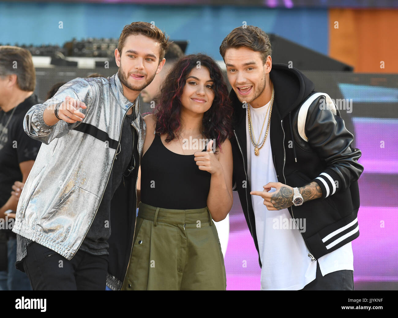 NEW YORK, NY - JULY 21: Zedd, Alessia Cara and Liam Payne perform in ...