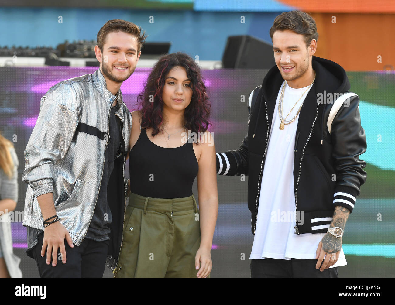 NEW YORK, NY - JULY 21: Zedd, Alessia Cara and Liam Payne perform in ...