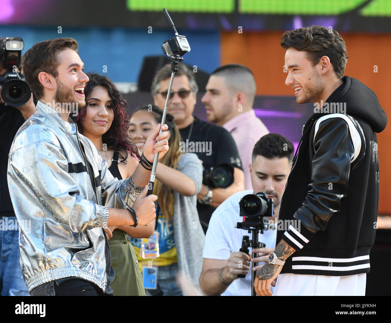 NEW YORK, NY - JULY 21: Zedd, Alessia Cara and Liam Payne perform in ...