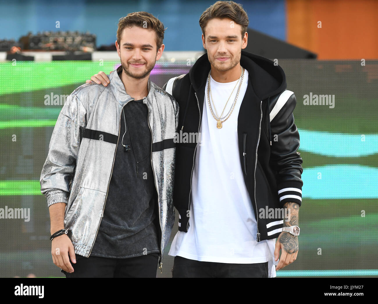 NEW YORK, NY - JULY 21: Zedd and Liam Payne perform in Central Park at ...