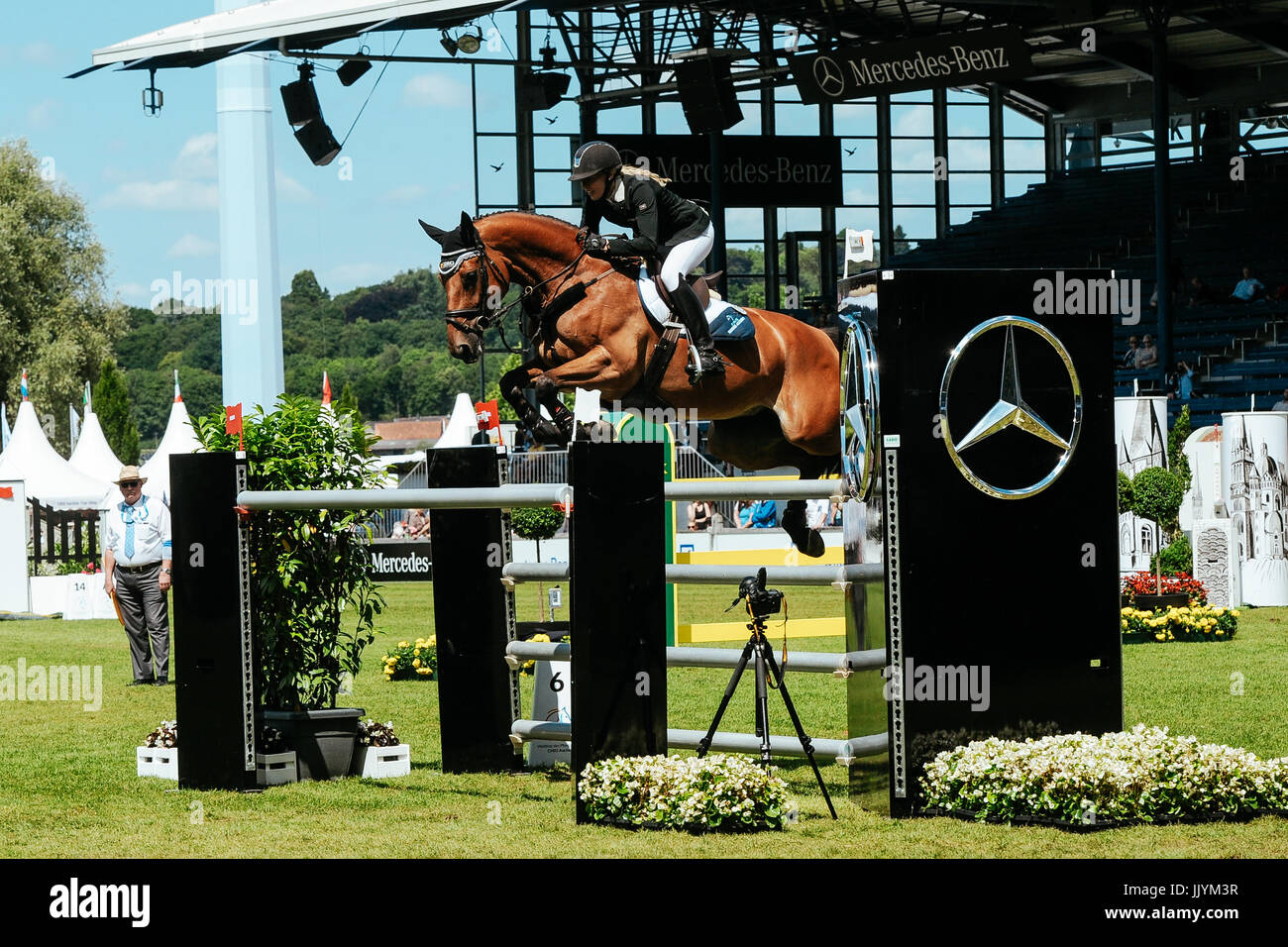 Aachen, Germany. 21st July, 2017. Showjumper Laura Knaphake on horse ...