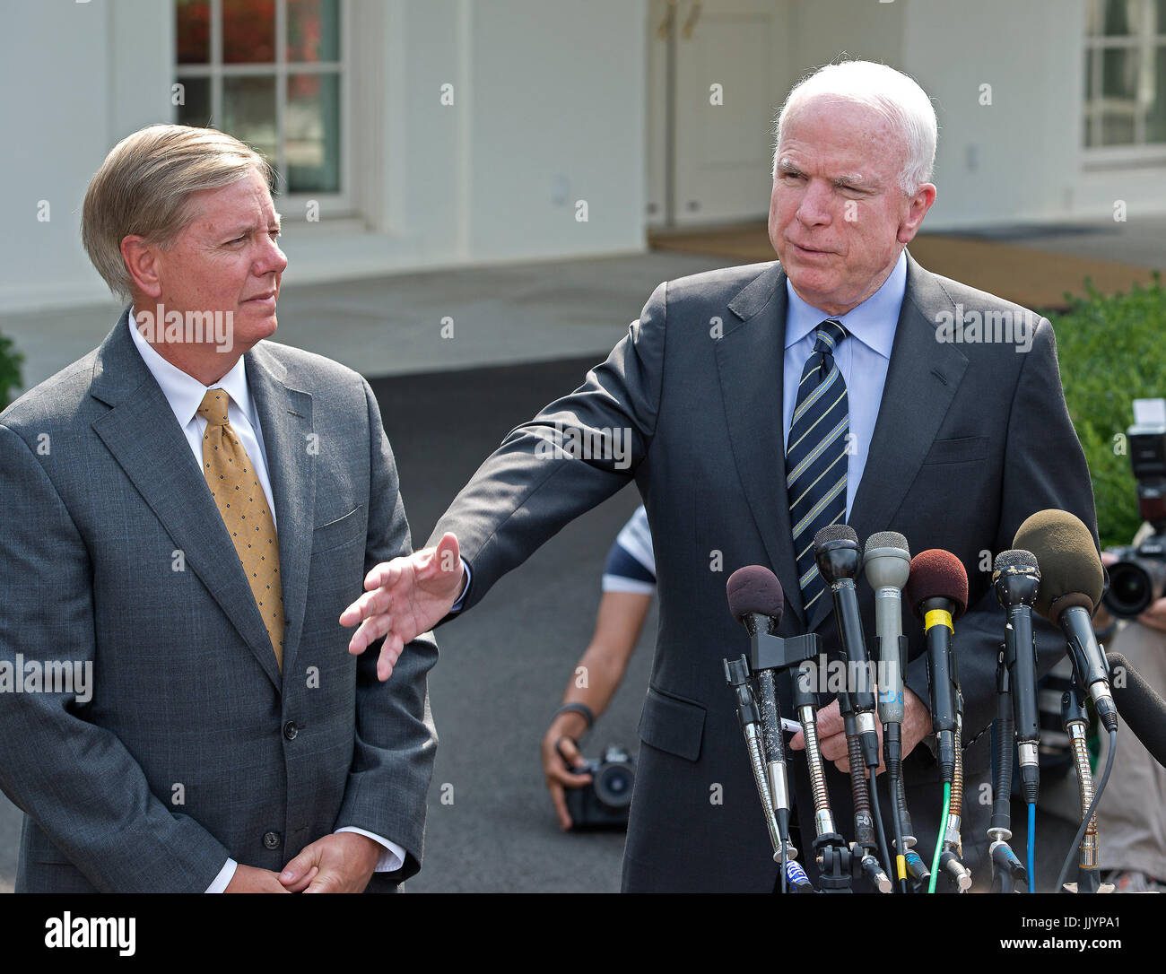 United States Senators John McCain (Republican of Arizona), right, and ...