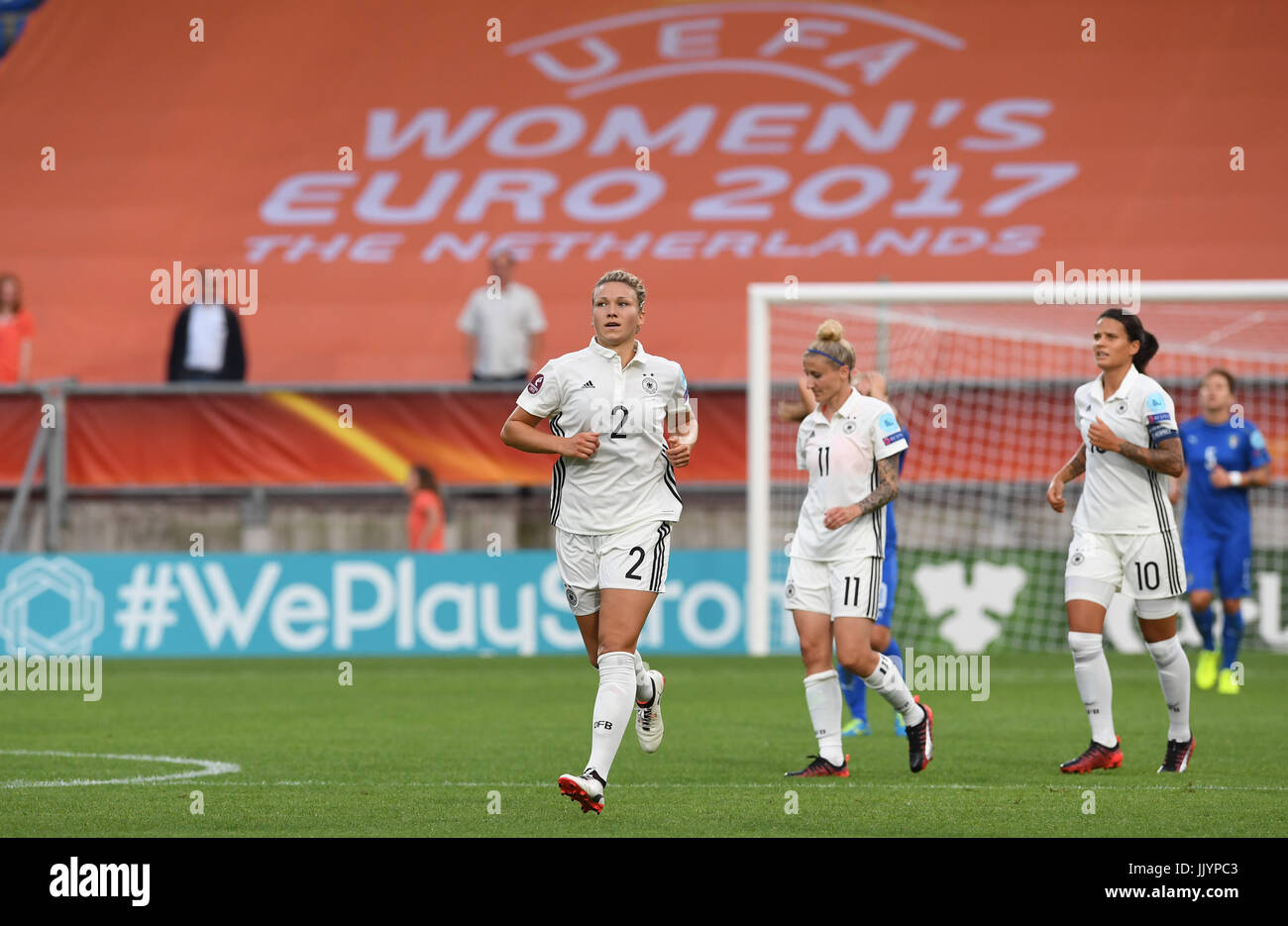 Germany's Josephine Henning (M) cheers over her 1-0 score during the ...