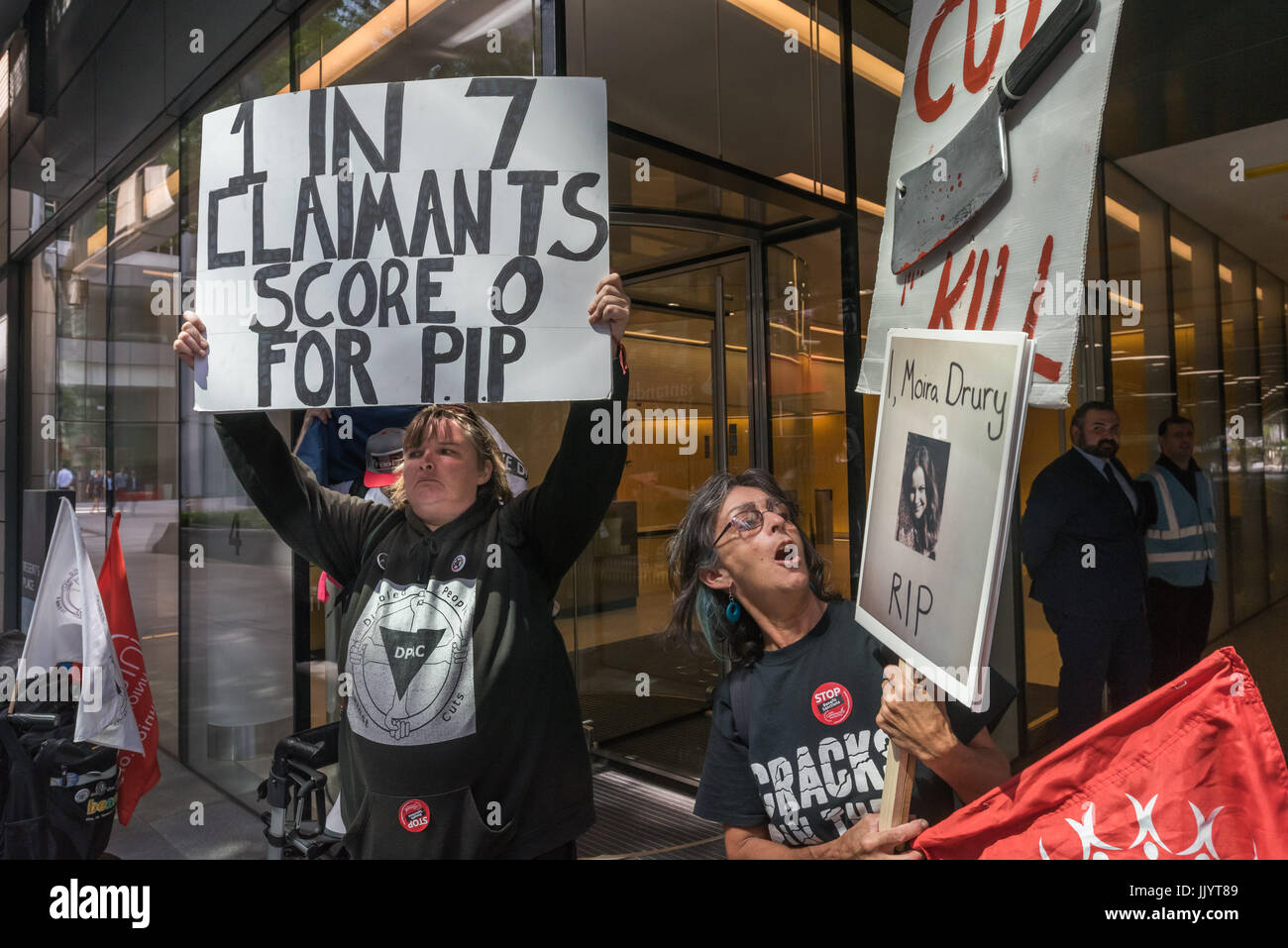 London, UK. 21st July 2017. DPAC (Disabled People Against Cuts) protest ...