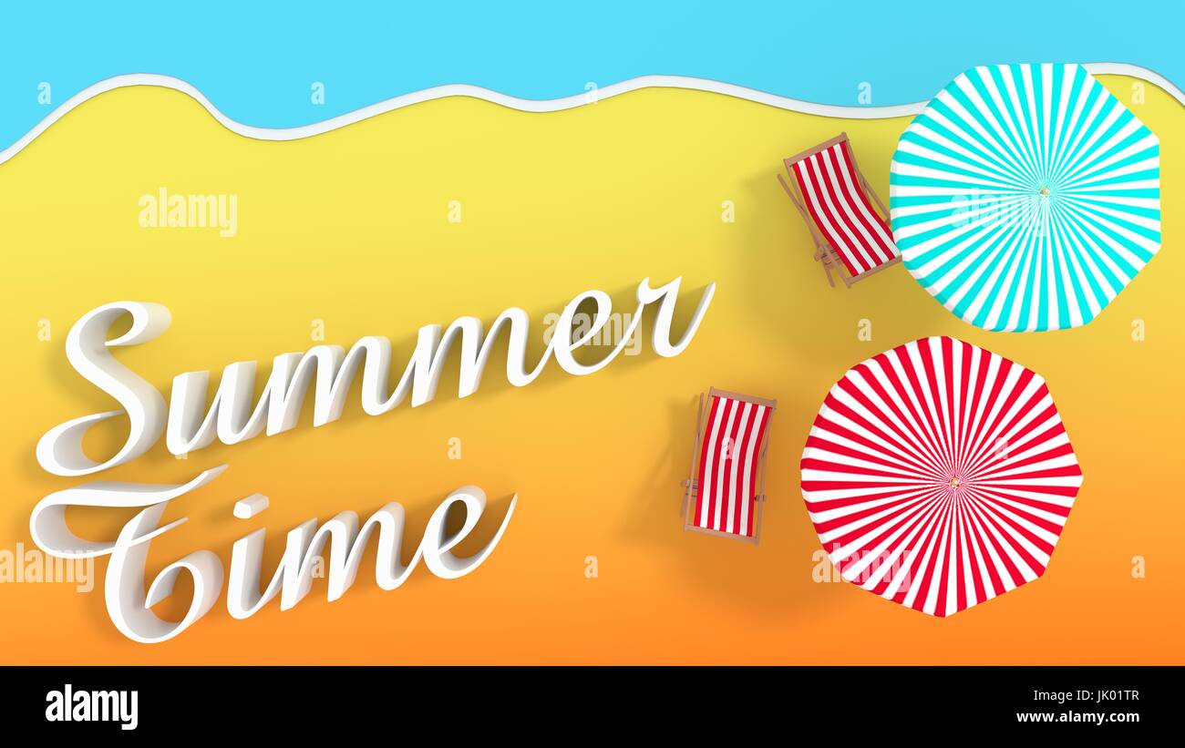 Summertime beach scene with umbrellas Stock Photo - Alamy