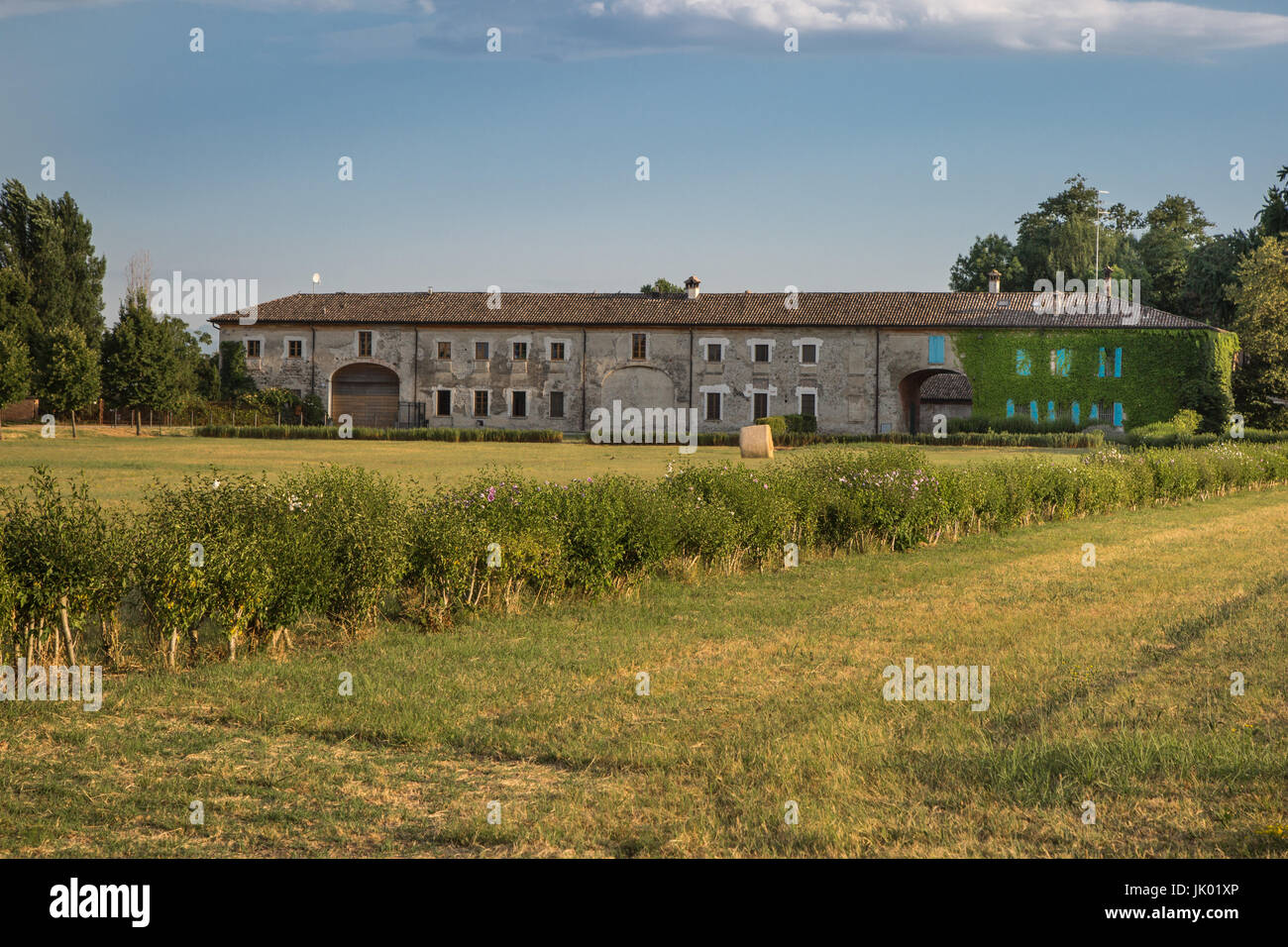 Ancient Italian Neoclassical House inside Park and Blue Sky with Clouds ...