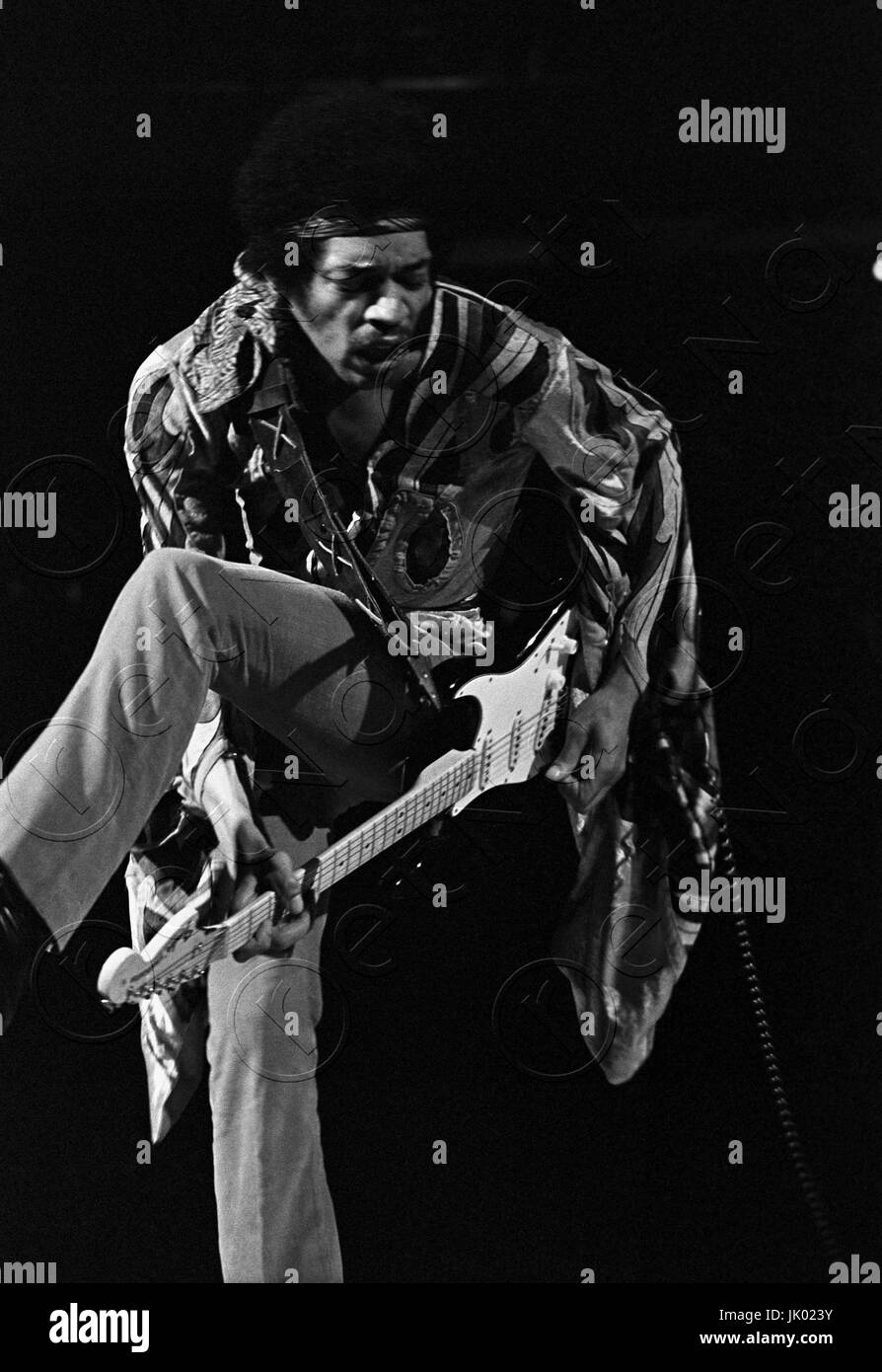 Jimi Hendrix performing at the Boston Garden in Boston, MA on June 27 ...