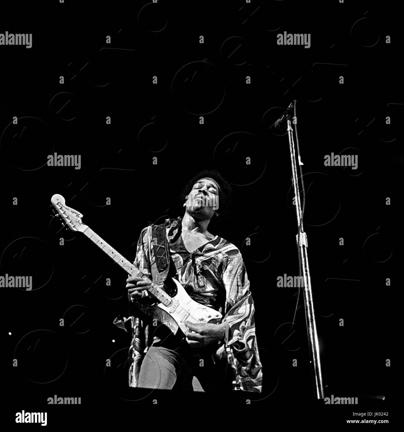 Jimi Hendrix performing at the Boston Garden in Boston, MA on June 27 ...