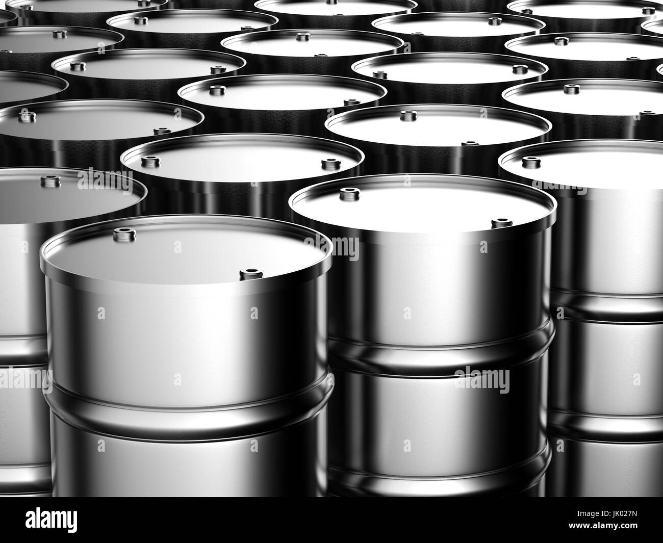 3d rendering metal barrels background Stock Photo - Alamy