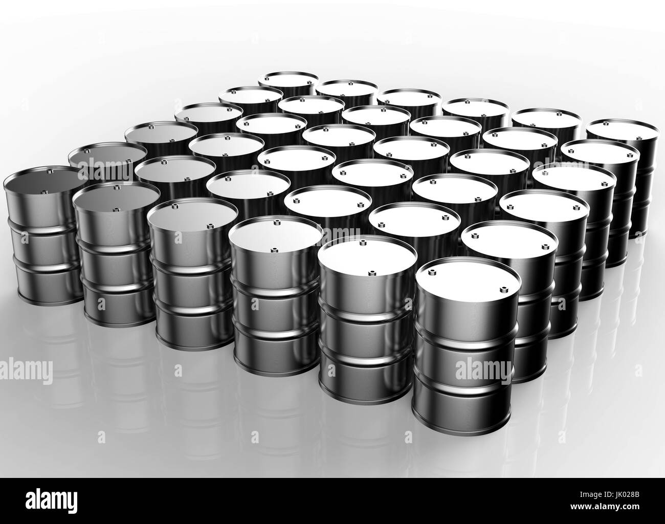 3d rendering group of metal oil barrels Stock Photo - Alamy
