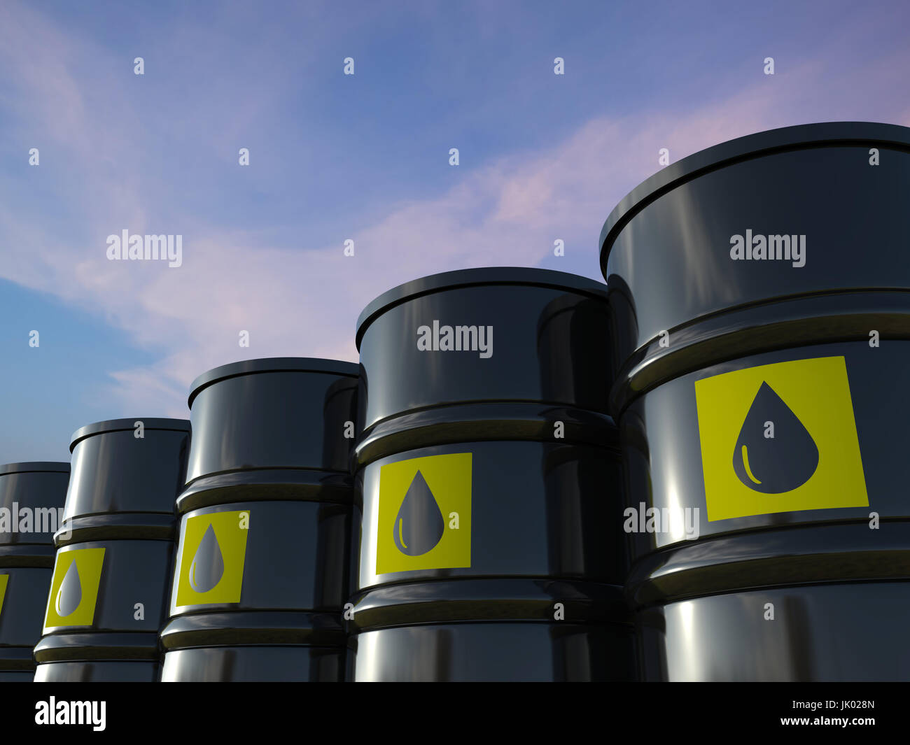 3d rendering group of crude oil barrels with yellow label Stock Photo ...