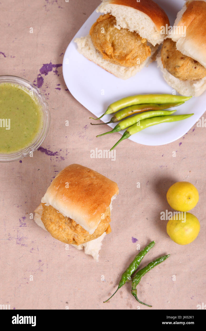 Indian special traditional fried food vada pav Stock Photo - Alamy