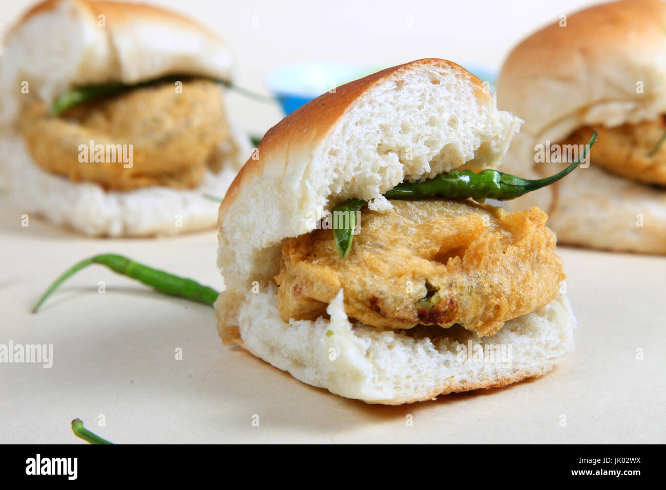 Indian special traditional fried food vada pav Stock Photo - Alamy