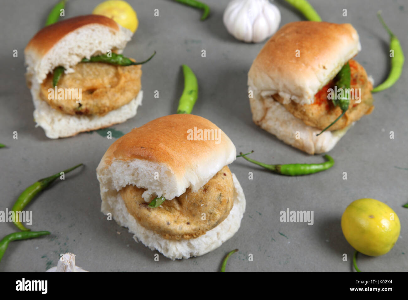 Indian special traditional fried food vada pav Stock Photo - Alamy