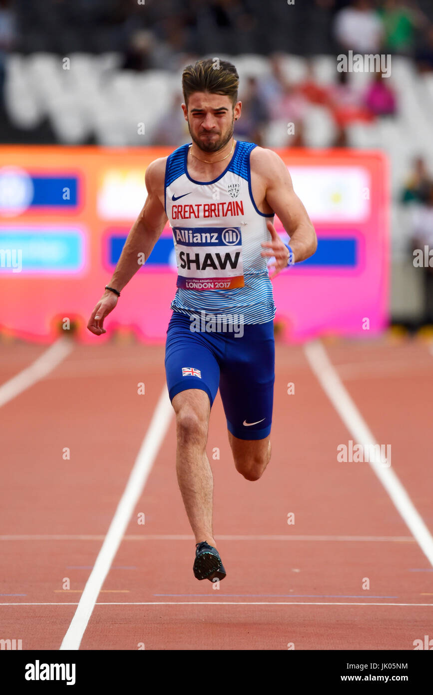 Zachary Zac Shaw crossing the line in heats T12 200m at the World Para ...