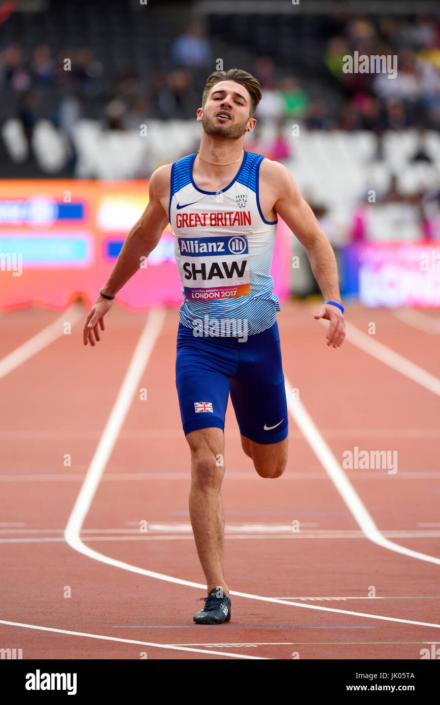 Zachary Zac Shaw crossing the line in heats T12 200m at the World Para ...