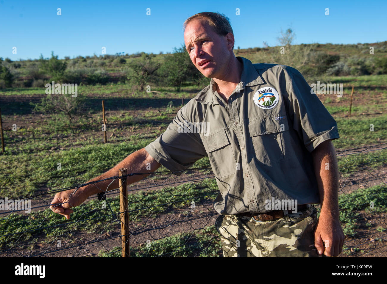 Farmer shows off fencing system in Helmeringhausen, southern Namibia ...