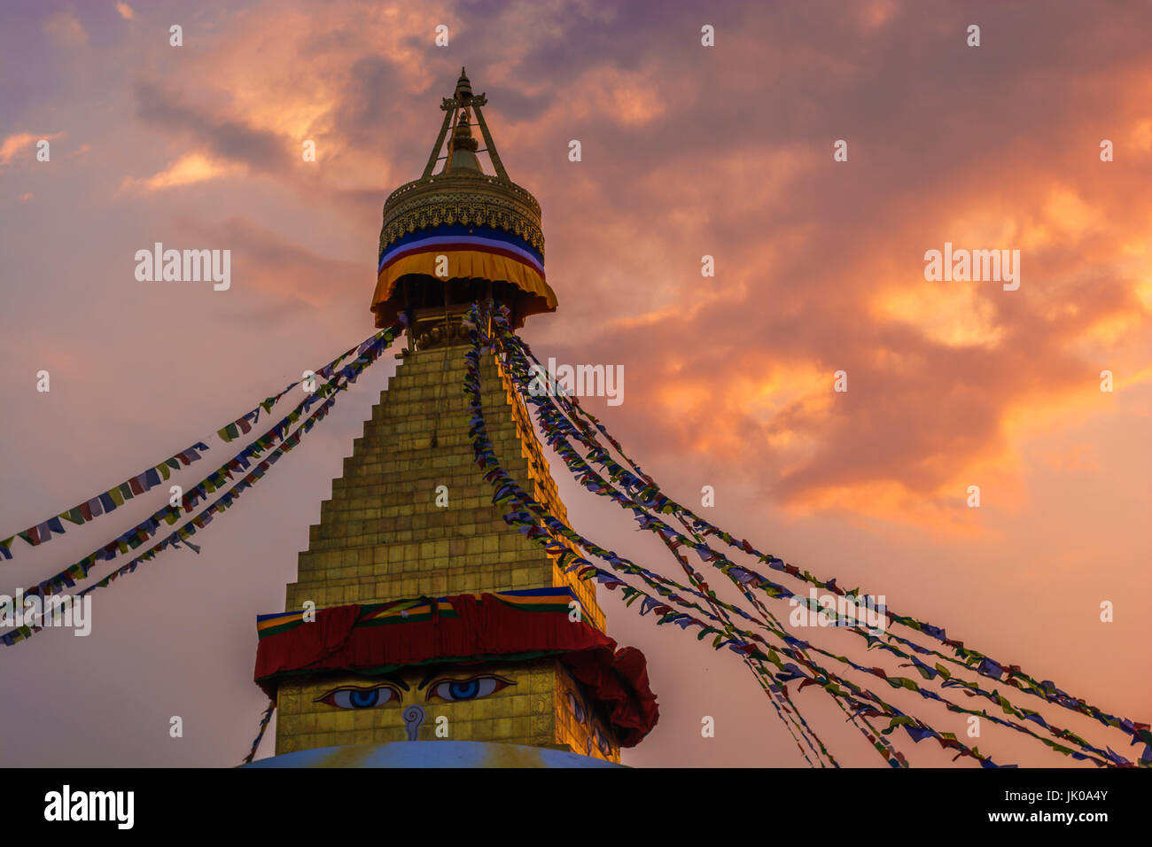 landscape of the Baudhanath stupa in Kathmandu Nepal at dusk Stock ...