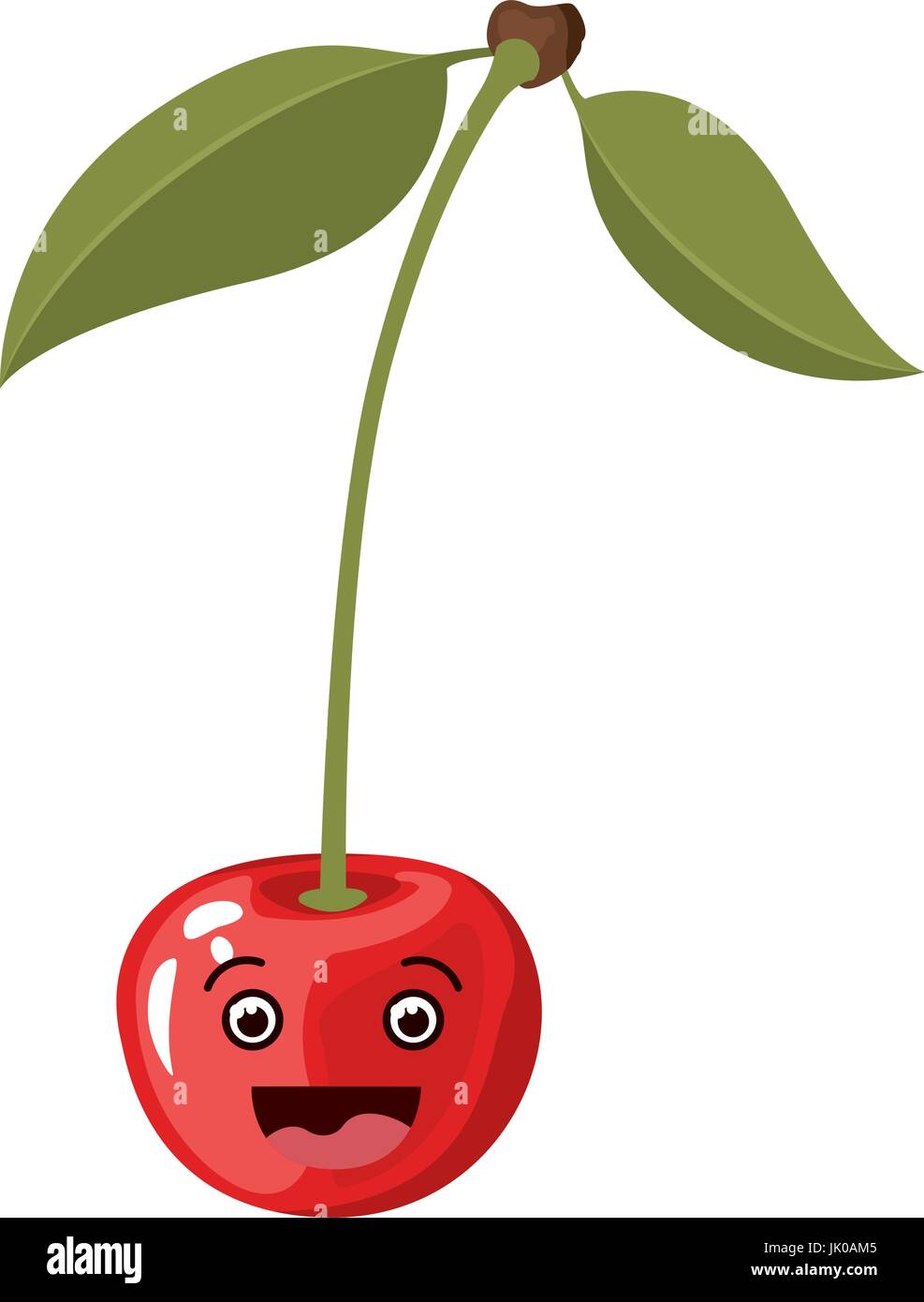 white background with realistic silhouette of smiling cartoon cherry ...